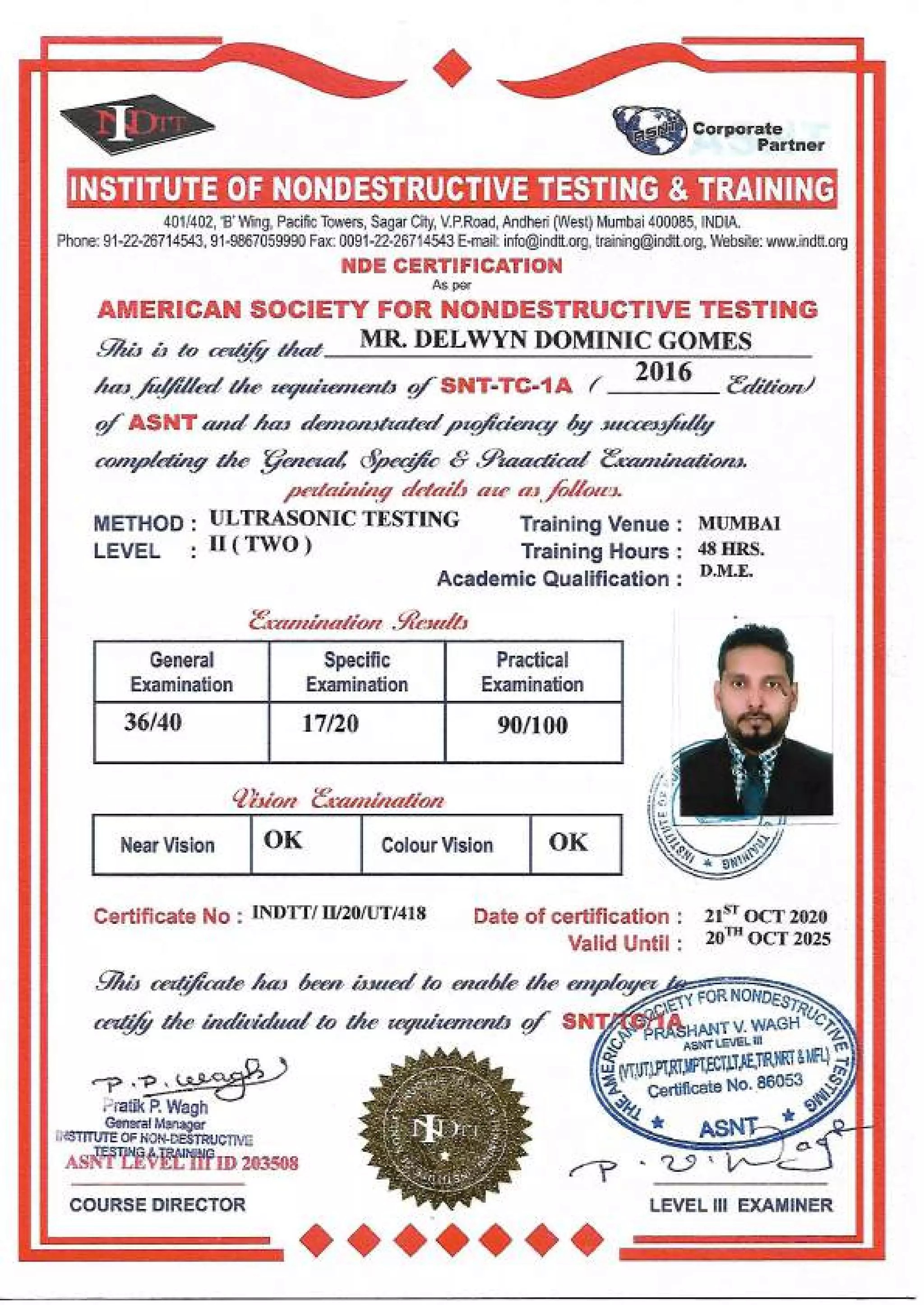 Asnt indtt-ndt level 2 | PDF