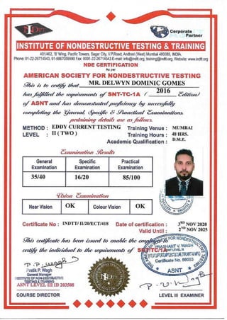 Asnt indtt-ndt level 2 | PDF