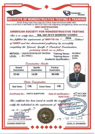 Asnt indtt-ndt level 2 | PDF