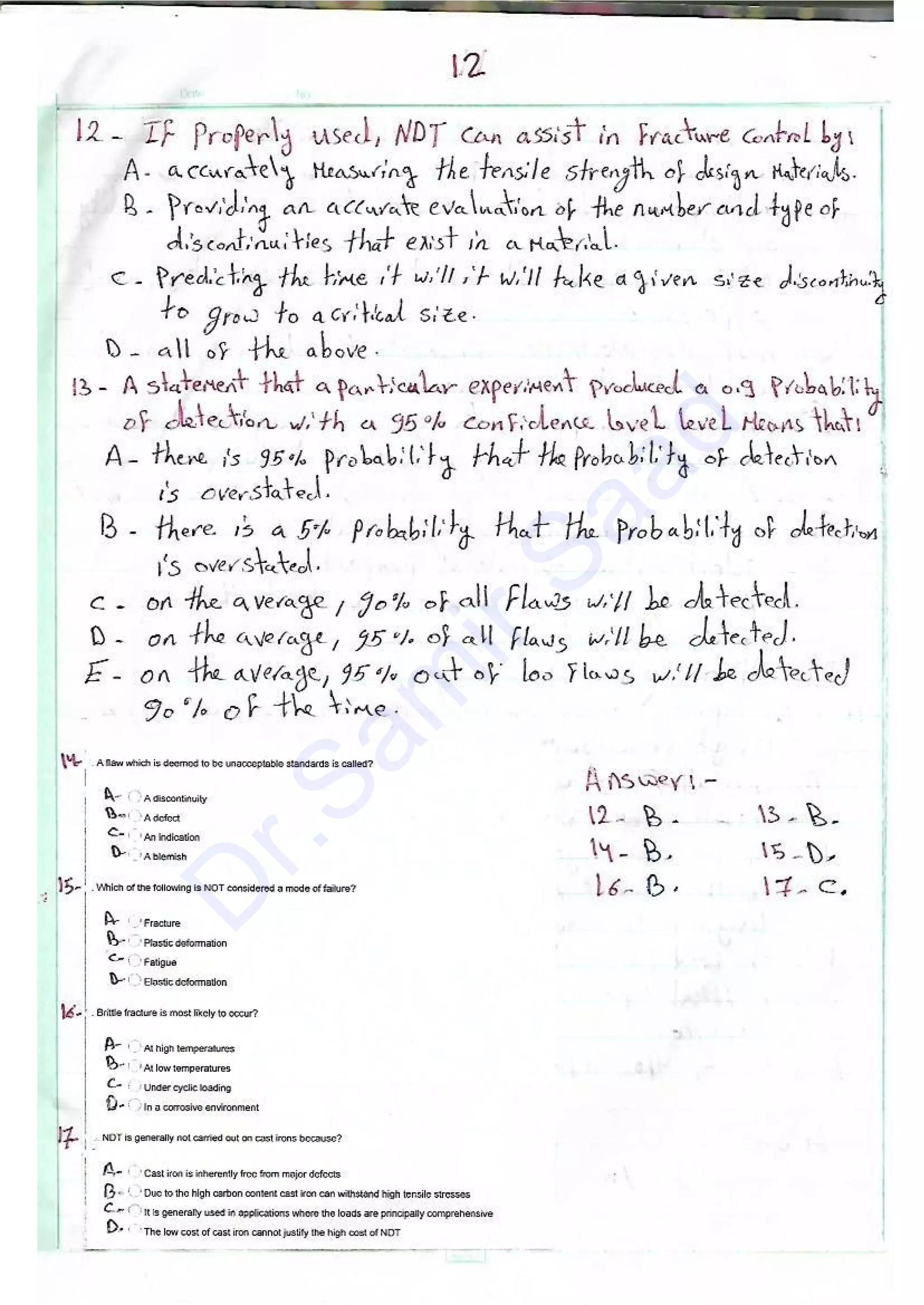 ASNT Basic Level III Notes Part I- Dr. Samir Saad (Handwriting) | PDF