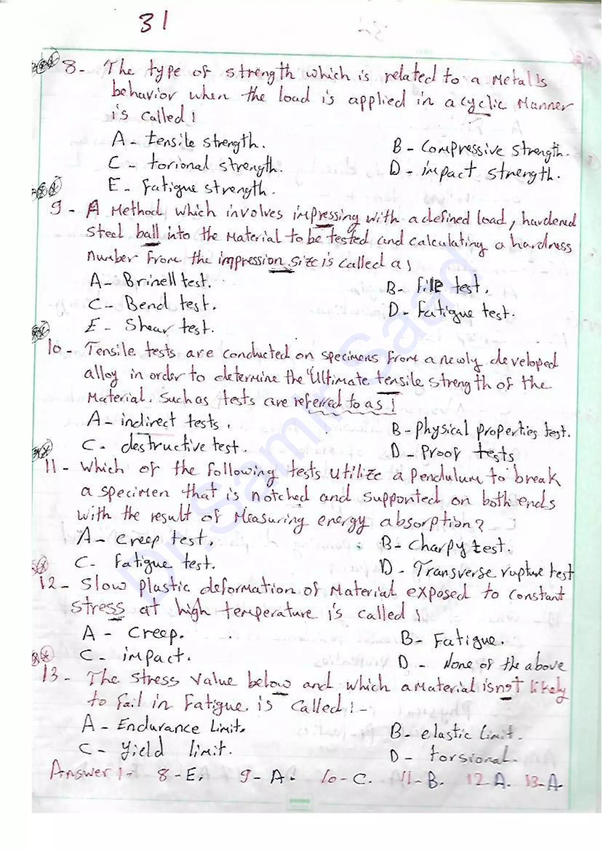 ASNT Basic Level III Notes Part I- Dr. Samir Saad (Handwriting) | PDF