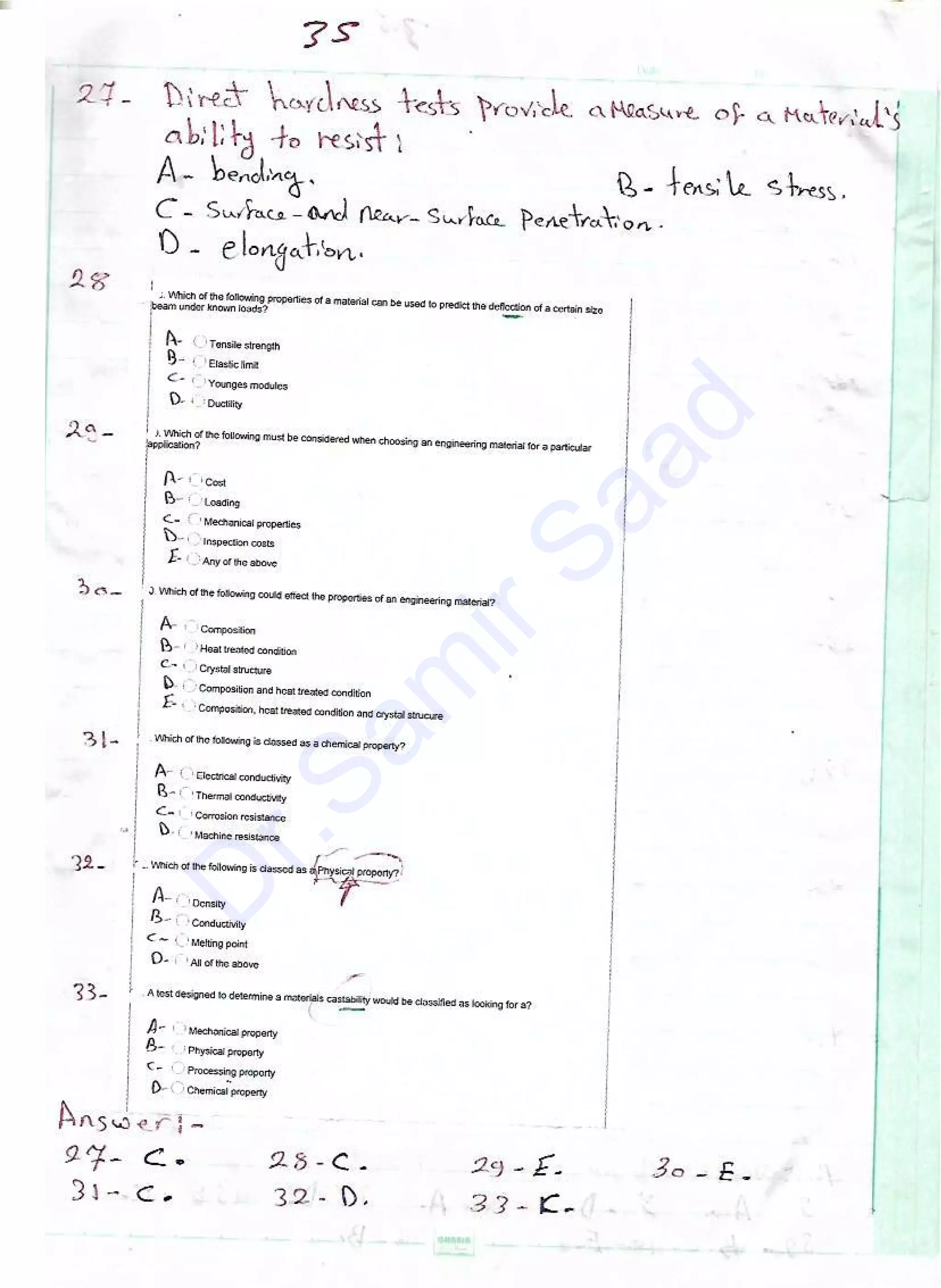 ASNT Basic Level III Notes Part I- Dr. Samir Saad (Handwriting) | PDF