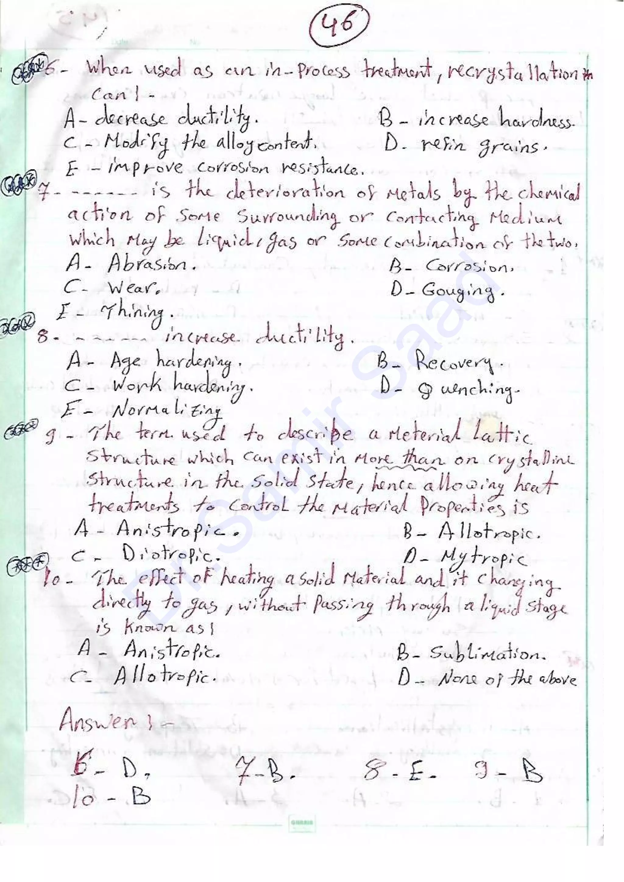 ASNT Basic Level III Notes Part I- Dr. Samir Saad (Handwriting) | PDF