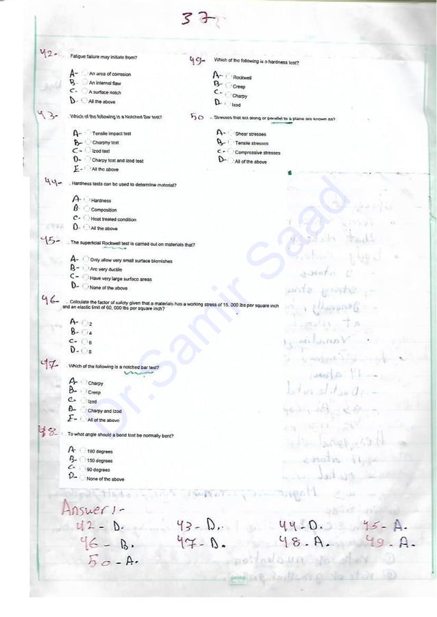 ASNT Basic Level III Notes Part I- Dr. Samir Saad (Handwriting) | PDF