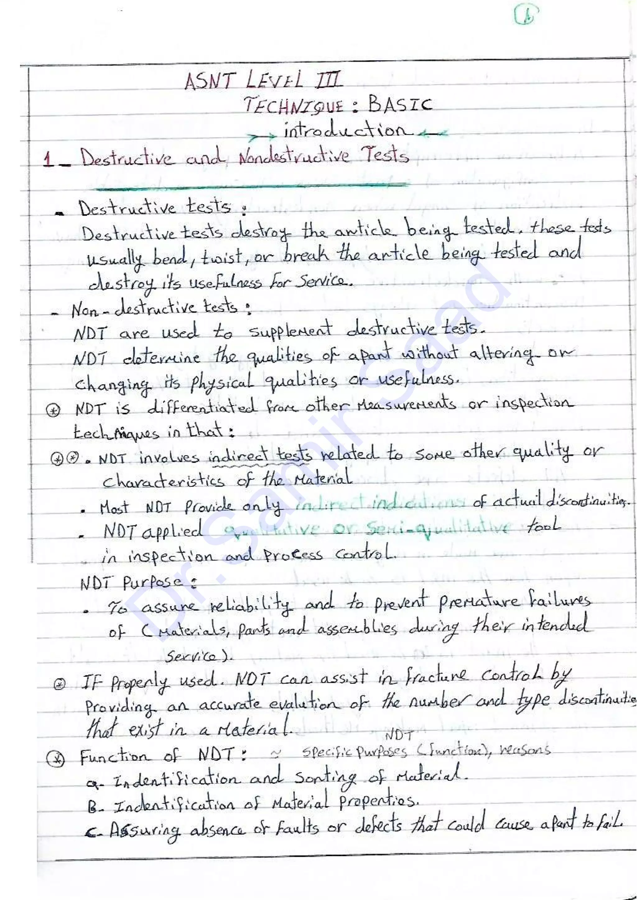 ASNT Basic Level III Notes Part II- Dr. Samir Saad (Handwriting) | PDF
