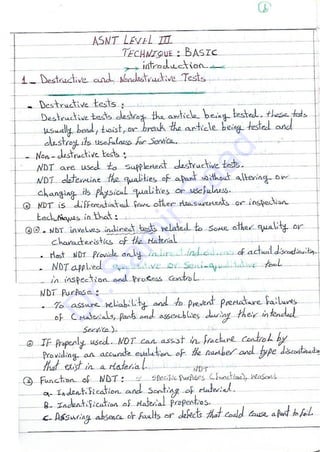ASNT Basic Level III Notes Part II- Dr. Samir Saad (Handwriting) | PDF