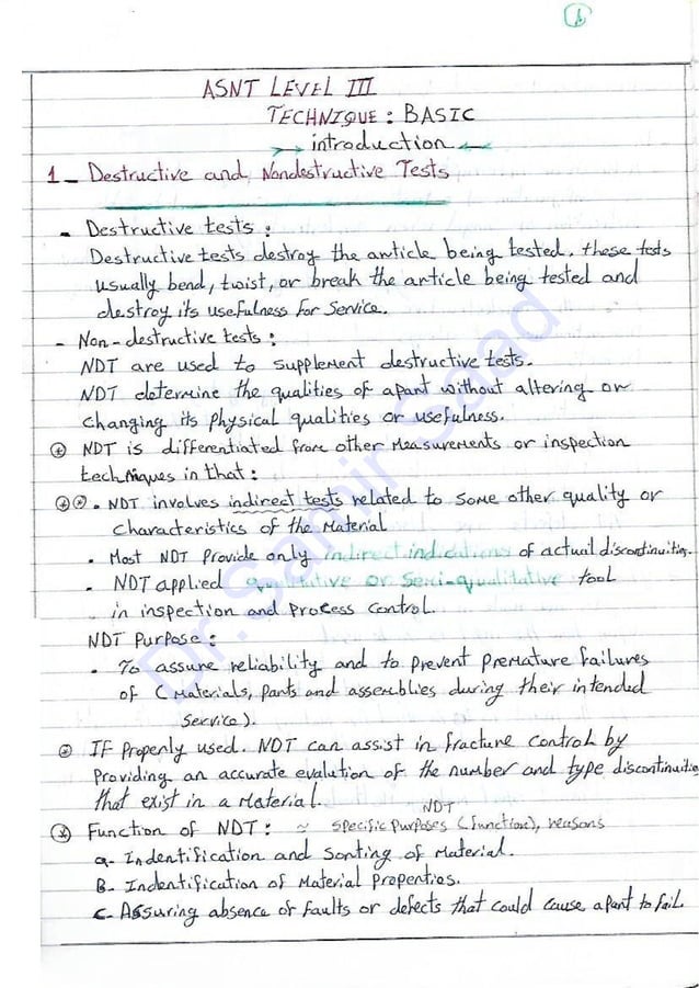 ASNT Basic Level III Notes Part II- Dr. Samir Saad (Handwriting) | PDF