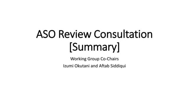ASO Review Consultation Report | PPT