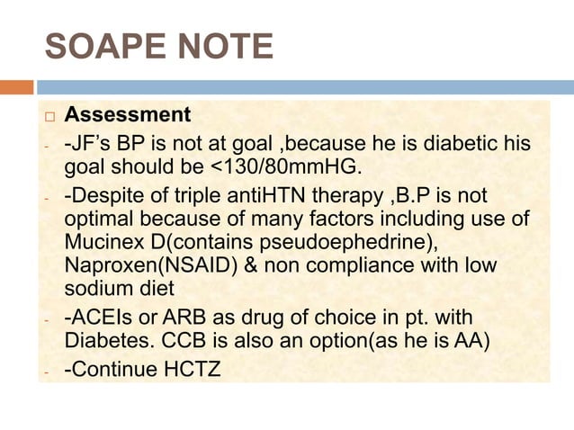 A soape note on uncontrolled hypertension | PPTX | Pharmaceutical Drugs ...