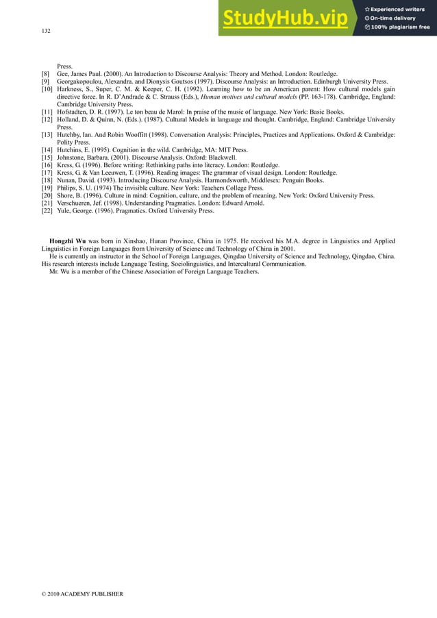 A Social Cultural Approach To Discourse Analysis | PDF