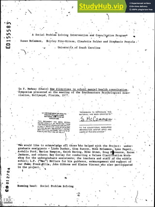 A Social Problem Solving Intervention And Consultation Program | PDF