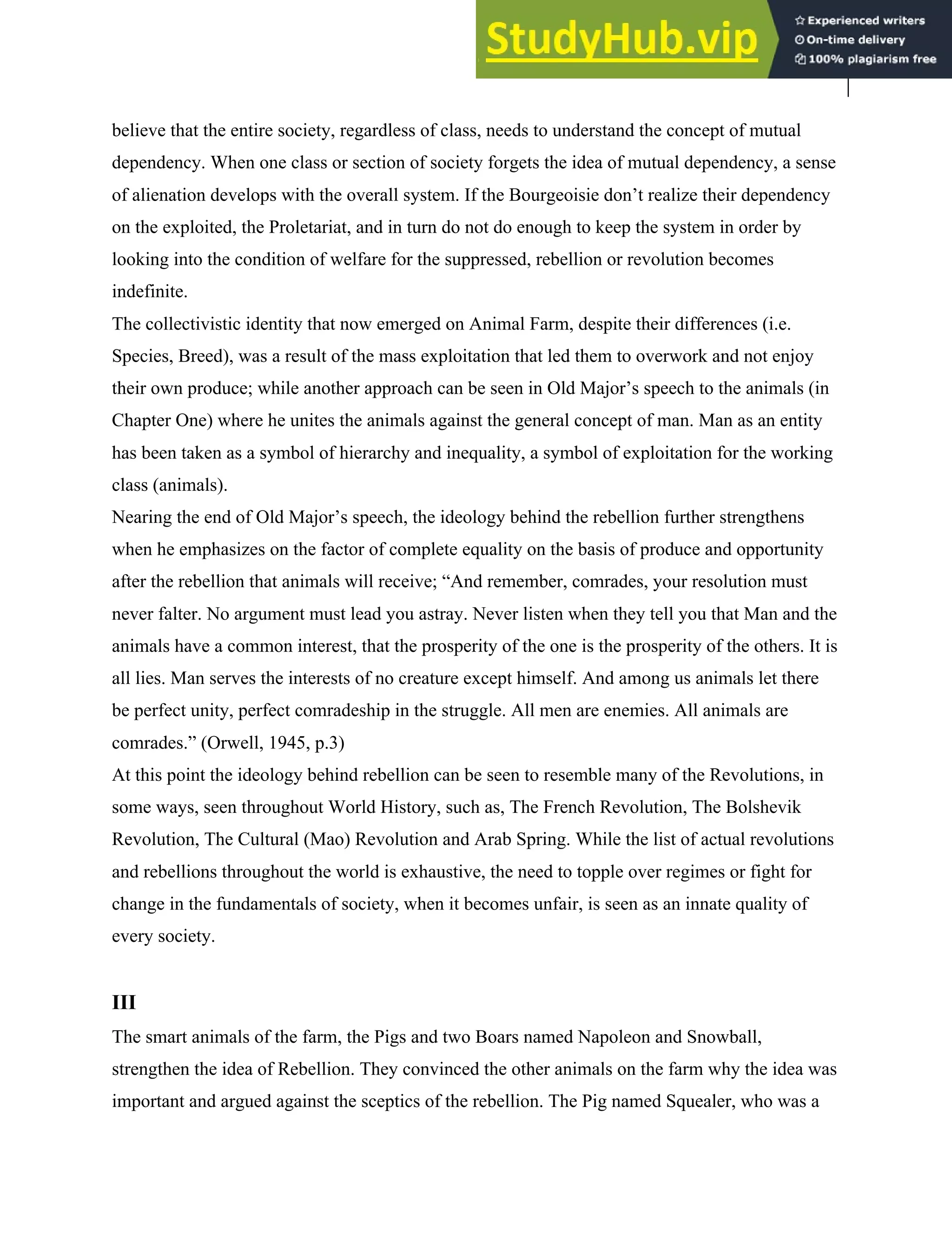A Society A Sociological Interpretation Of Animal Farm (George Orwell ...