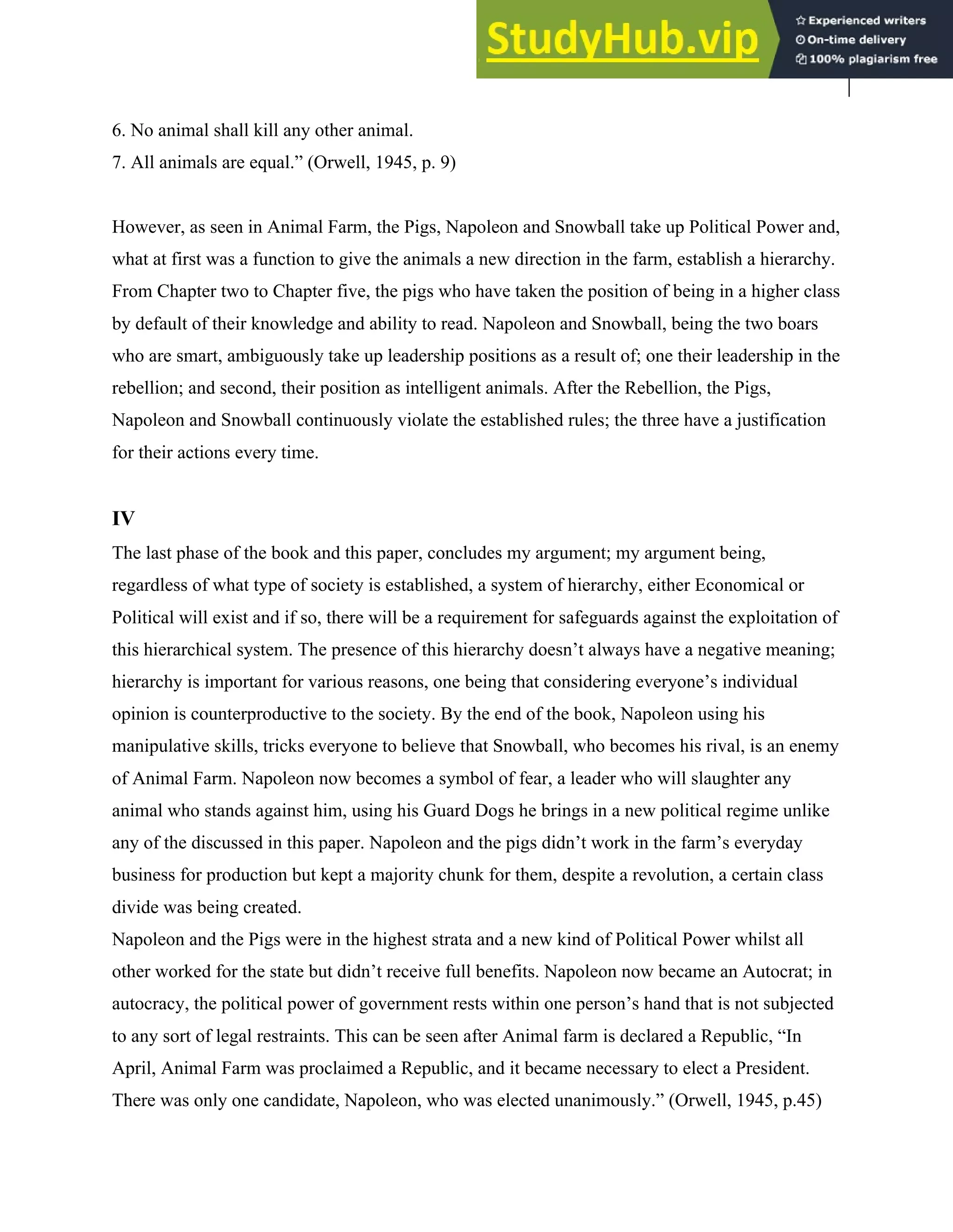 A Society A Sociological Interpretation Of Animal Farm (George Orwell ...