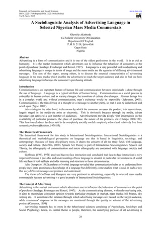 A sociolinguistic analysis of advertising language in | PDF