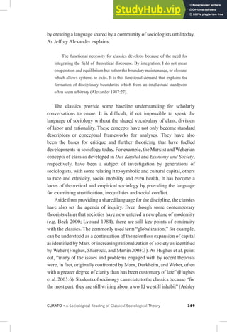 A Sociological Reading Of Classical Sociological Theory | PDF