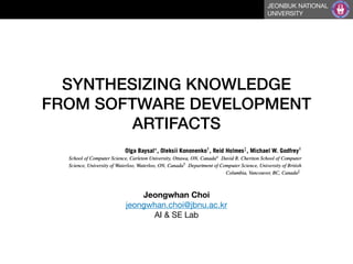 Synthesizing Knowledge from Software Development Artifacts | PDF | Web Development | Internet