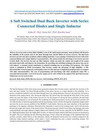 A Soft Switched Dual Buck Inverter with Series Connected Diodes and ...