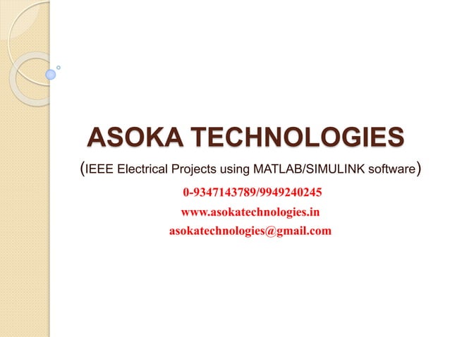 IEEE electrical projects using Matlab/Simulink software | PPT