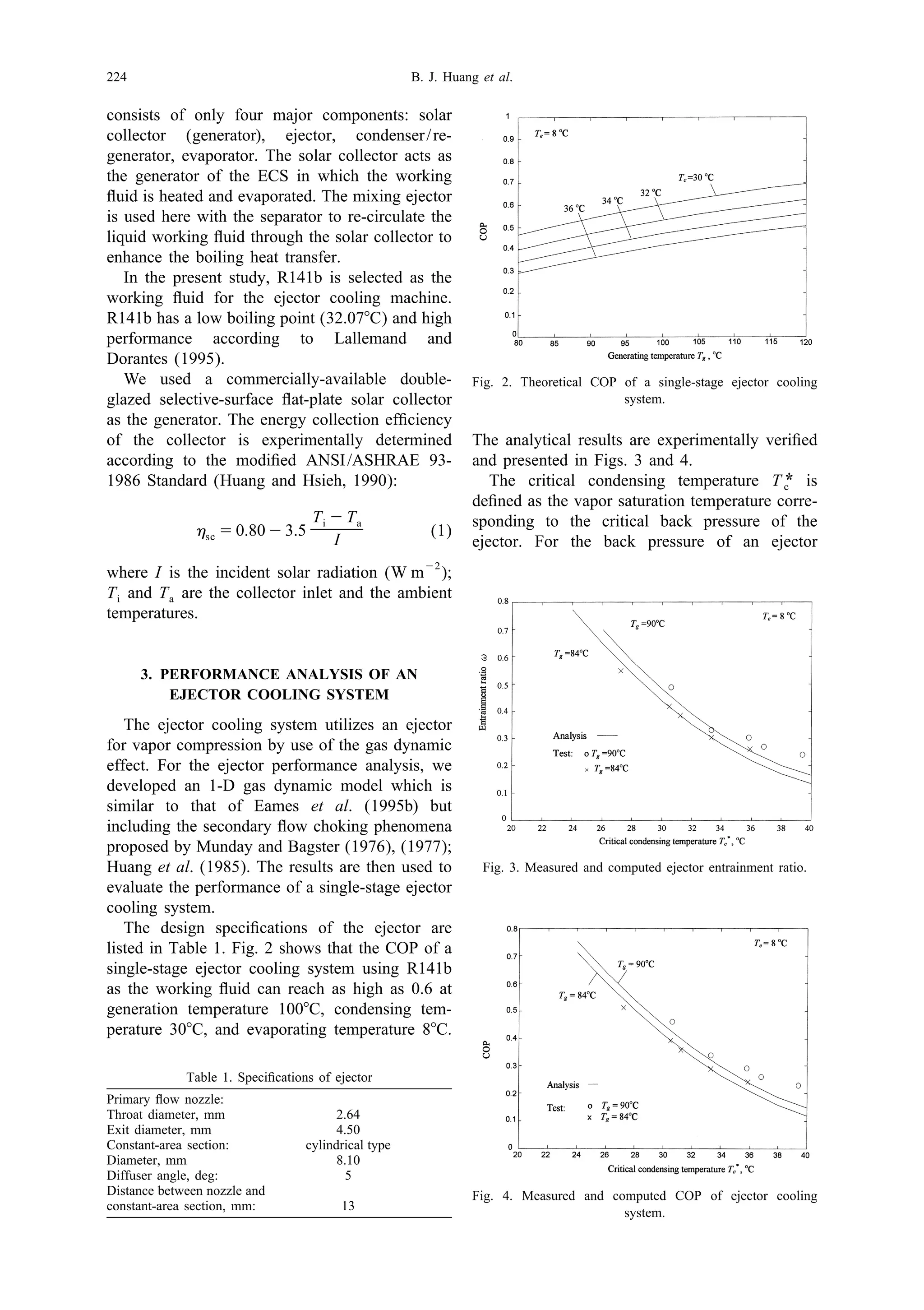 A solar ejector cooling system using refrigerant r141b | PDF