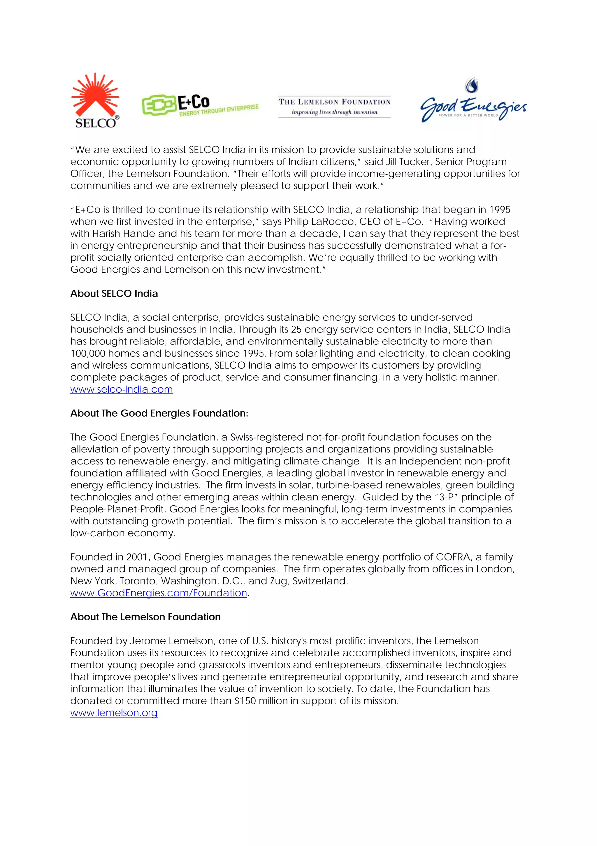 A Solar Energy Company SELCO | PDF