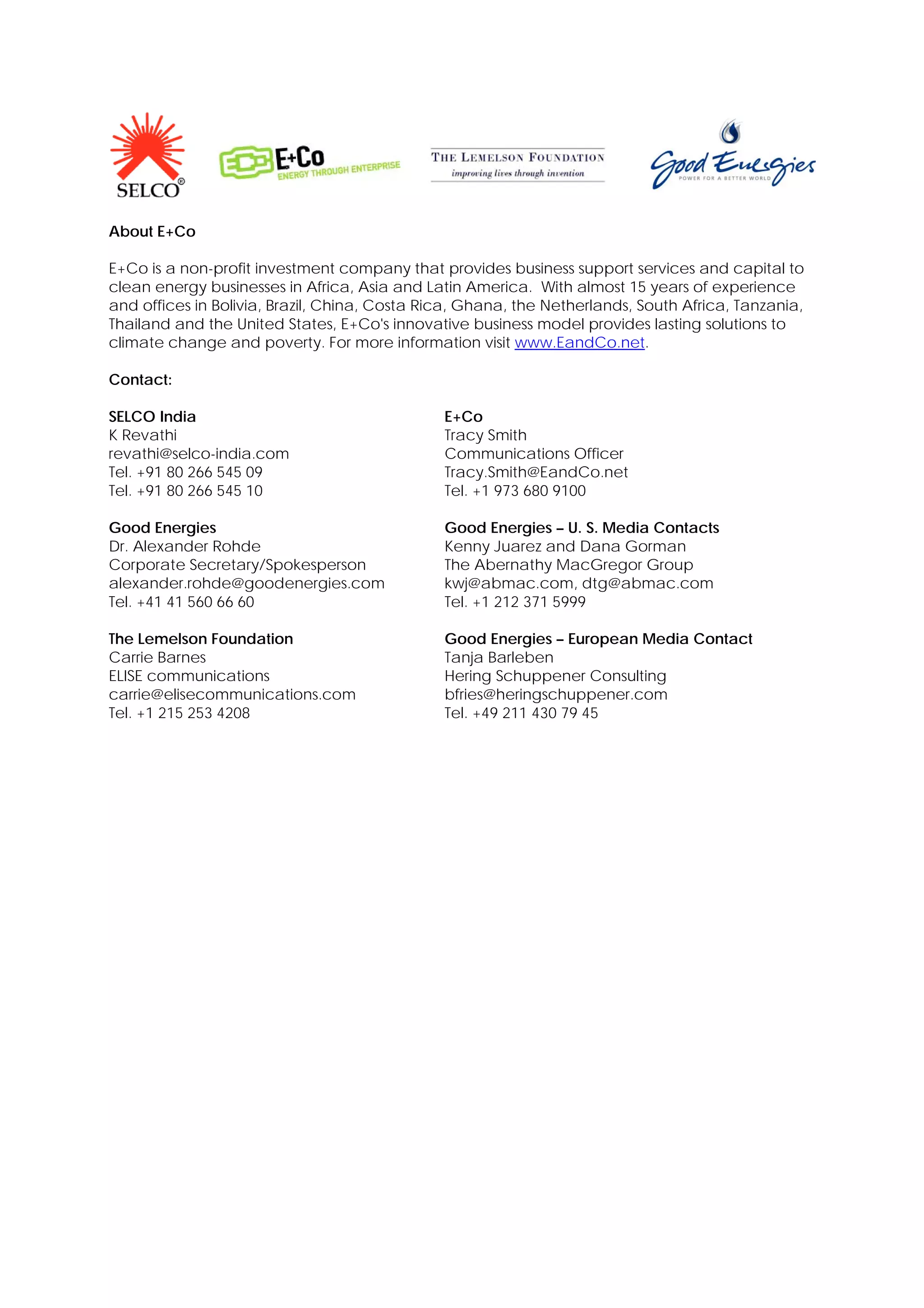 A Solar Energy Company SELCO | PDF