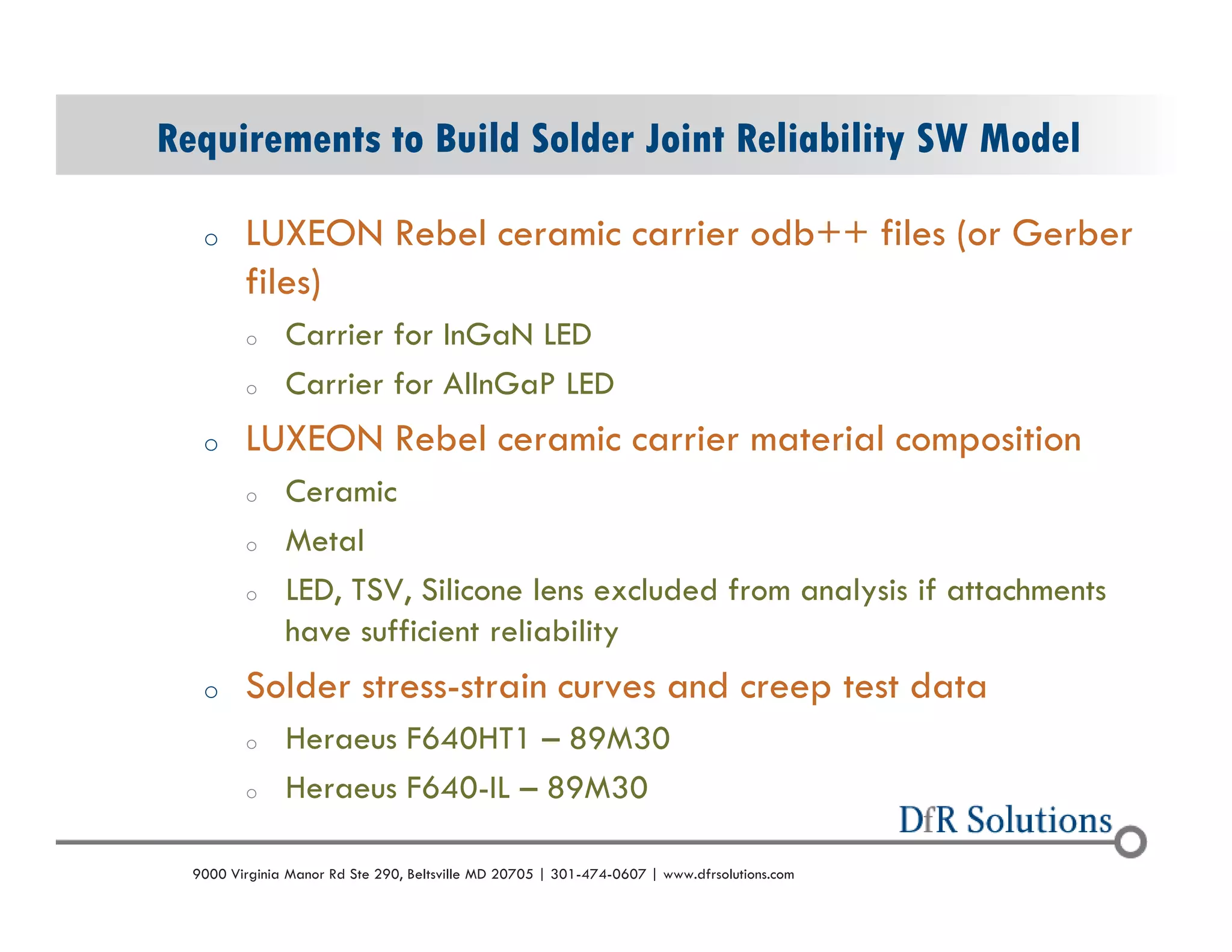 A solder joint reliability model for the philips lumileds luxeon rebel ...