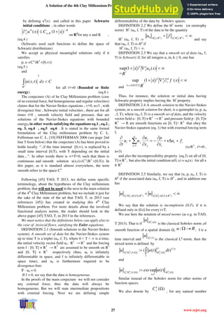 A Solution Of The 4Th Clay Millennium Problem About The Navier-Stokes Equations | PDF