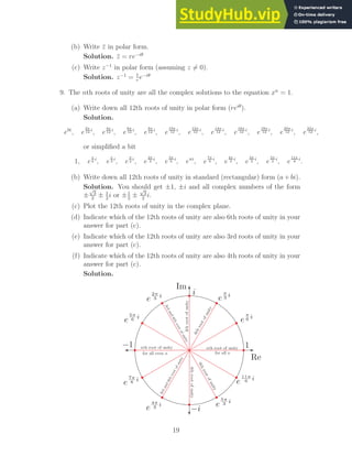 A Solutions To Exercises On Complex Numbers | PDF