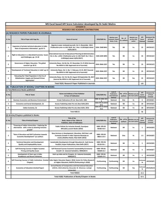 MS Excel based UGC API Form Filled in Complete Set | PDF