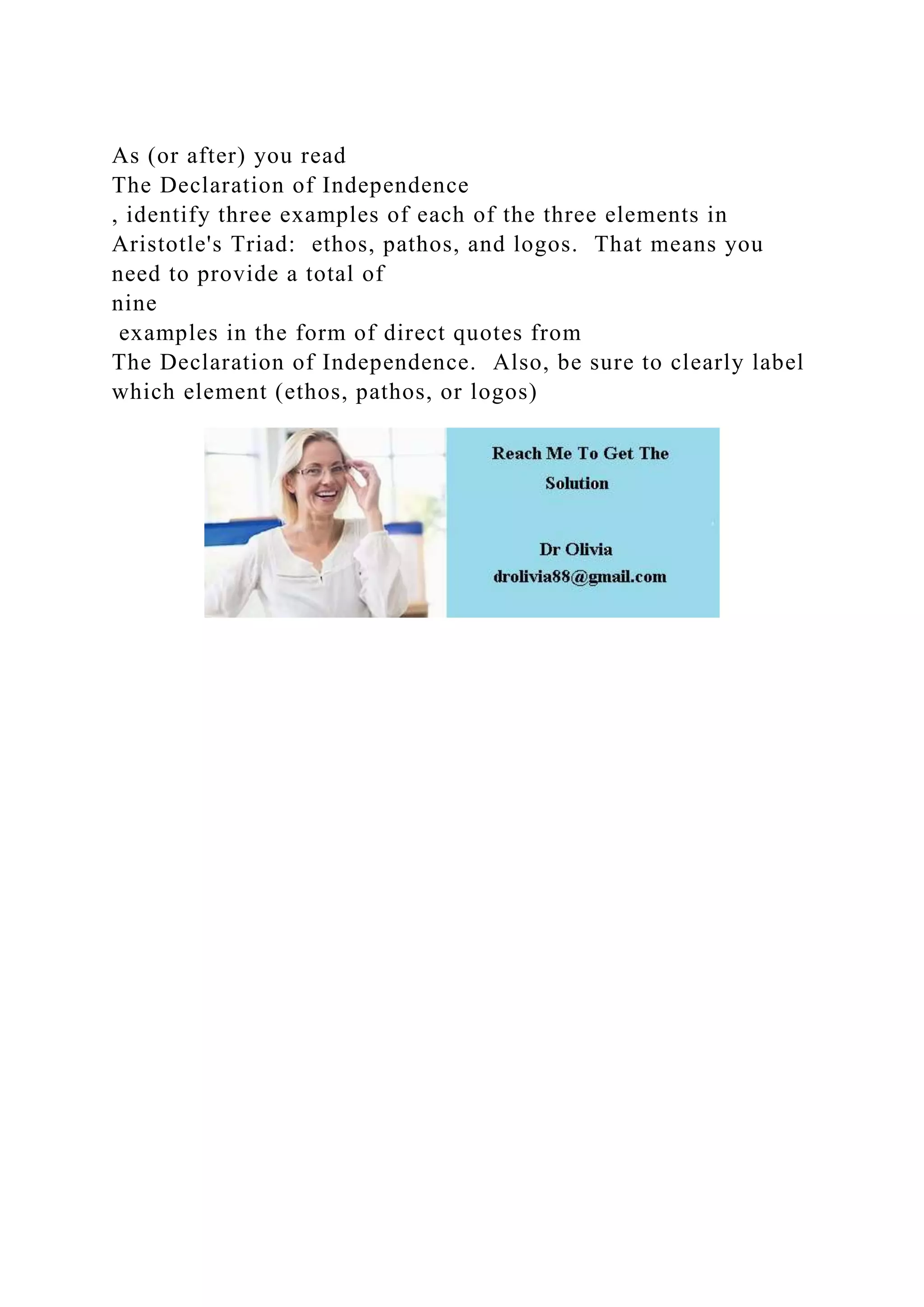 As (or after) you read The Declaration of Independence, identify.docx