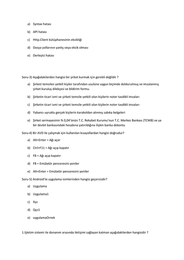 Mobil Programlama Soruları | PDF