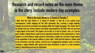 A Sound of Thunder Presentation - Reuben, Daniel F, Jamie and Alex dB | PDF