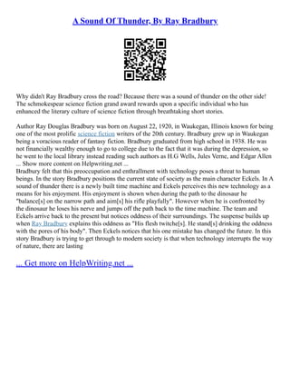 A Sound Of Thunder, By Ray Bradbury | PDF