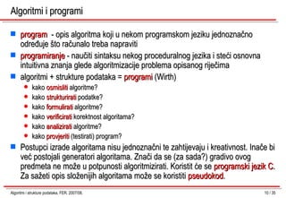 Algoritmi i strukture podataka | PPT