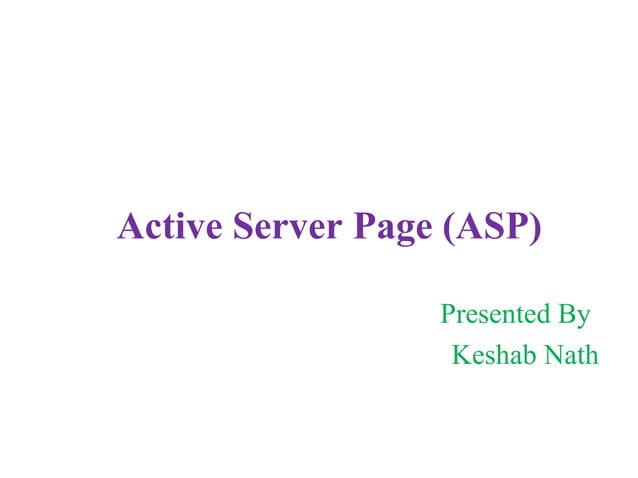 Active Server Page(ASP) | PPT