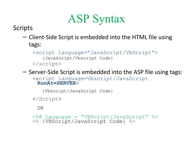 Active Server Page(ASP) | PPT