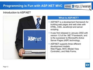 Programming is Fun with ASP.NET MVC | PPT