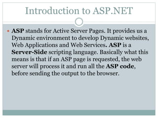 ASP.NET TRAINING IN CHANDIGARH | PPTX