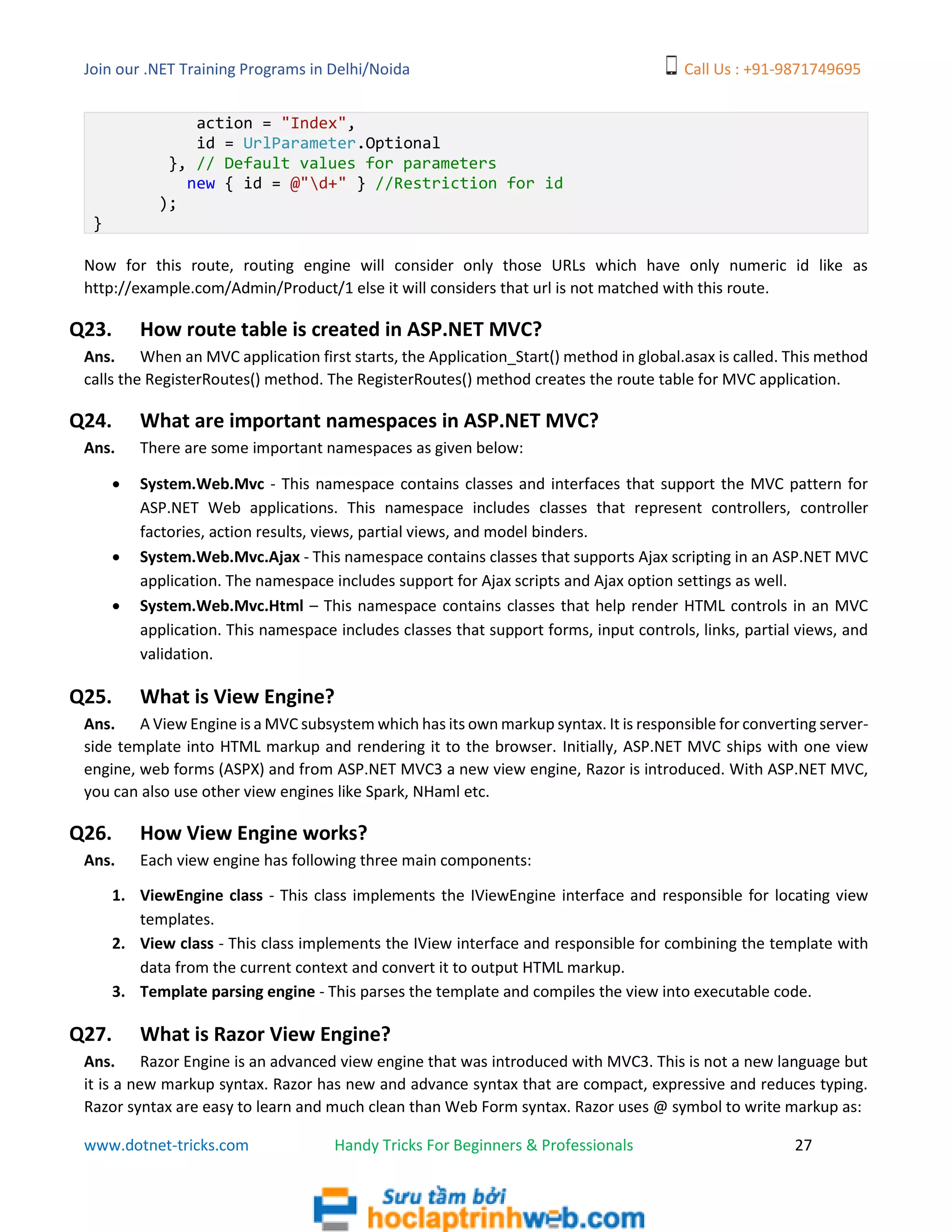 Asp.net mvc interview questions & answers by shailendra chauhan | PDF