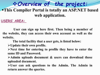 ONLINE PORTAL WITH COMPILER USING C# | PPT