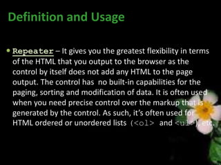 AdRotator and AdRepeater Control in Asp.Net for Msc CS | PPTX