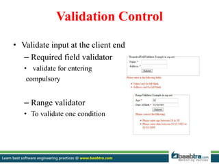 Asp.net controls | PPTX | Web Development | Internet