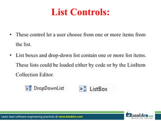Asp.net controls | PPTX | Web Development | Internet