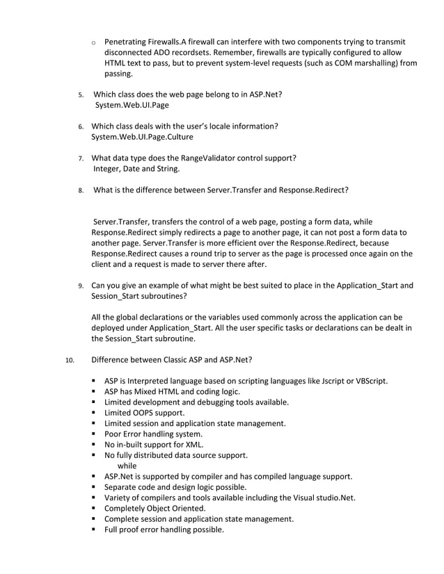 Asp.net interview questions | PDF | Databases | Computer Software and Applications