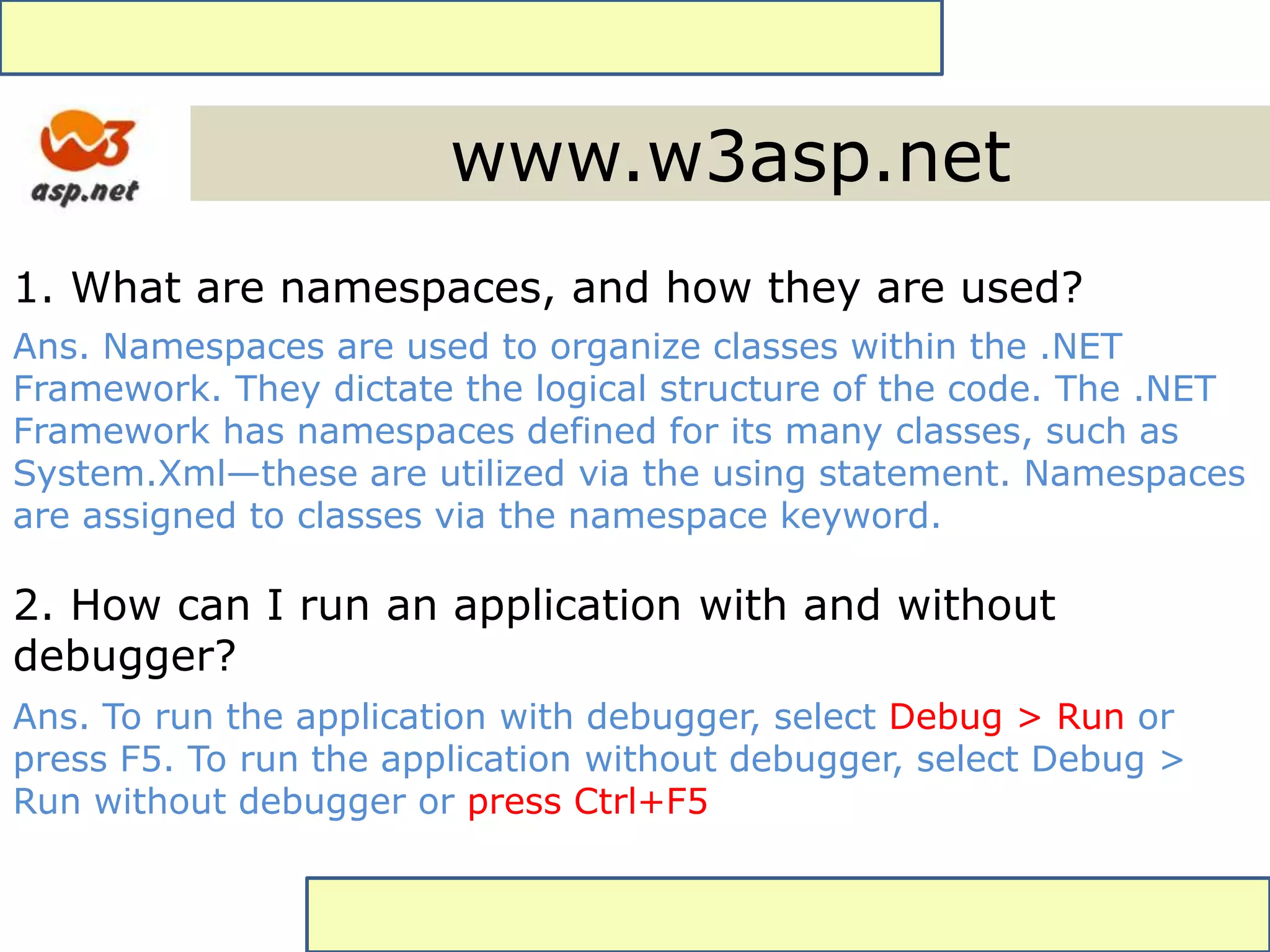 Top 20 Asp.net interview Question and answers | PPTX