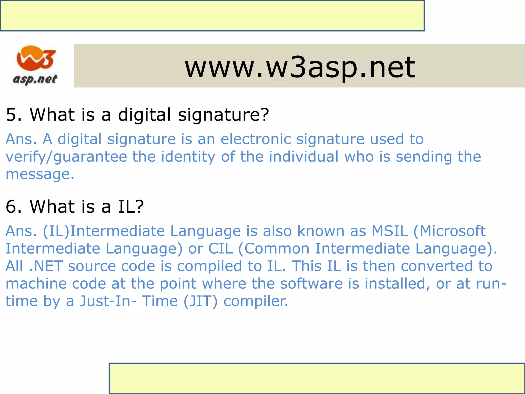 Top 20 Asp.net interview Question and answers | PPTX