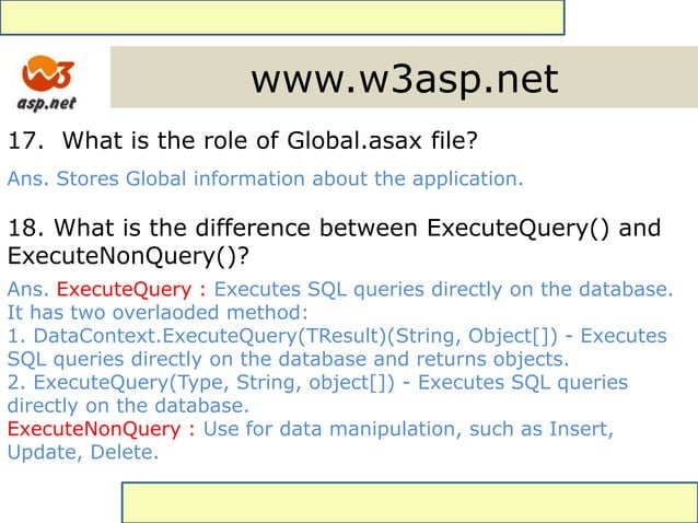 Top 20 Asp.net interview Question and answers | PPTX