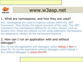 Top 20 Asp.net interview Question and answers | PPTX
