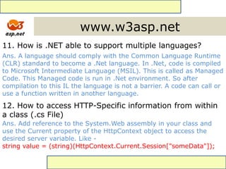 Top 20 Asp.net interview Question and answers | PPTX