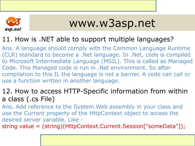 Top 20 Asp.net interview Question and answers | PPTX